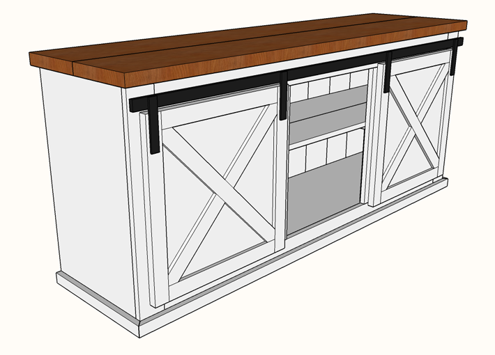 70 x 30 x 18 DIY sliding door console plans » Famous Artisan