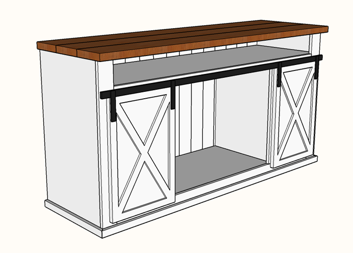 72" Sliding door console with open middle » Famous Artisan